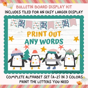 Penguin Christmas Bulletin Board Kit, December Winter Classroom ...
