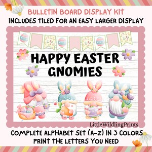 Happy Easter Gnomies Bulletin Board Display Kit Custom Any Words ...