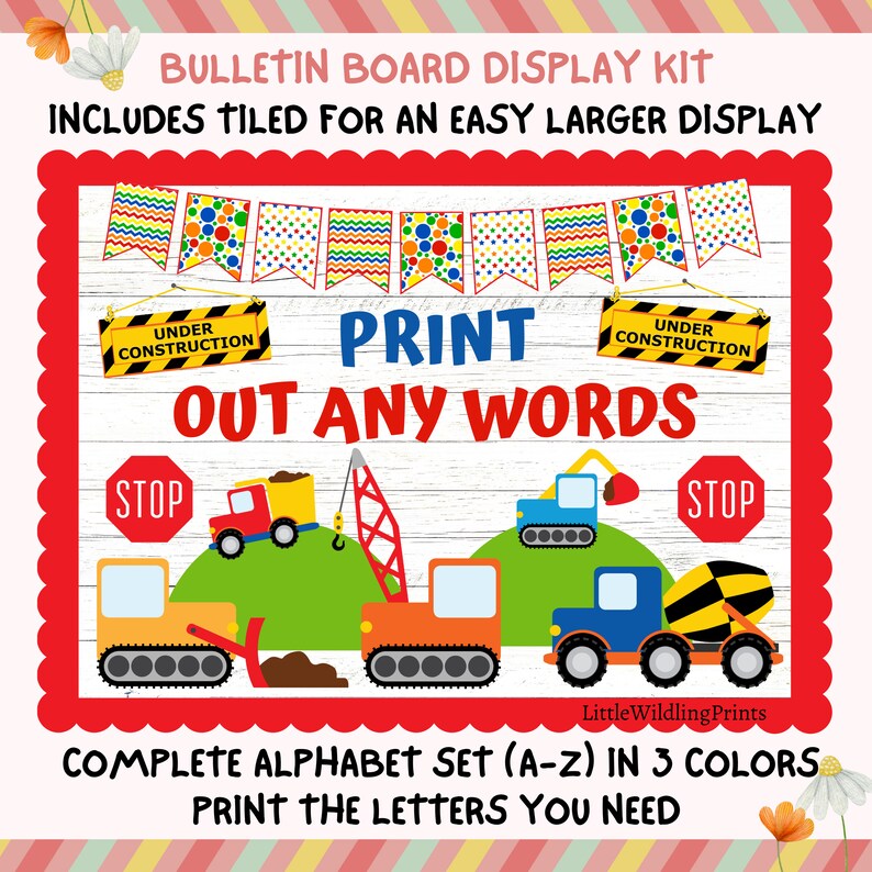 Construction Bulletin Board Kit Day Care Display Learning - Etsy
