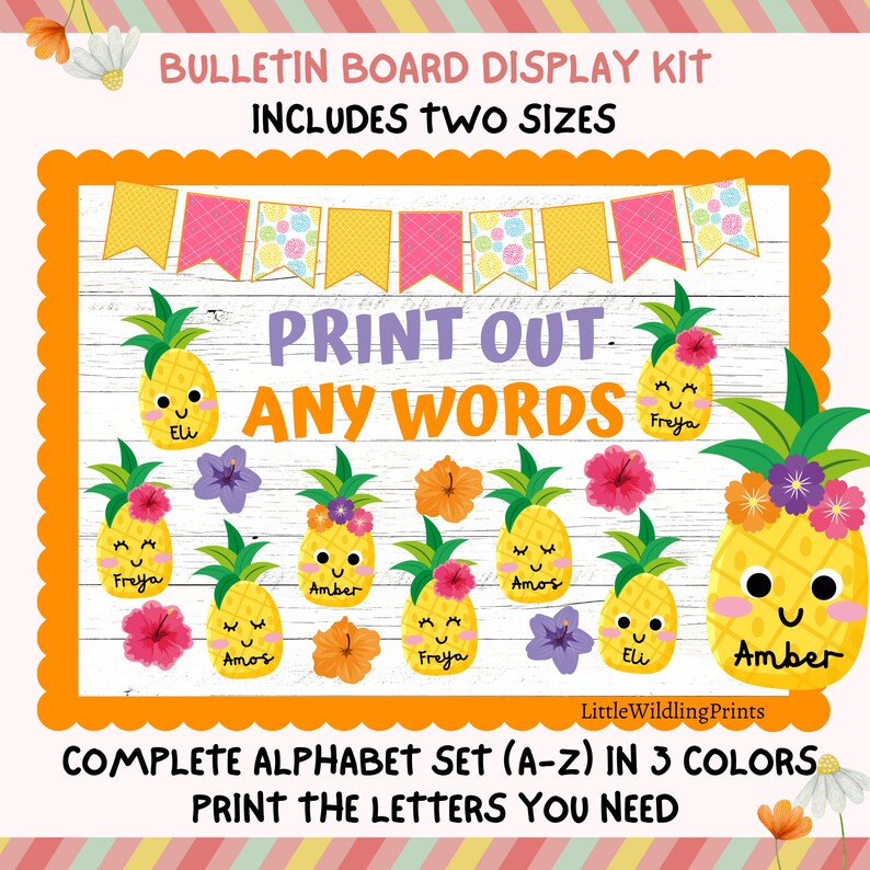Sweet Summer Bulletin Board Pineapple Fruit Class Names End - Etsy