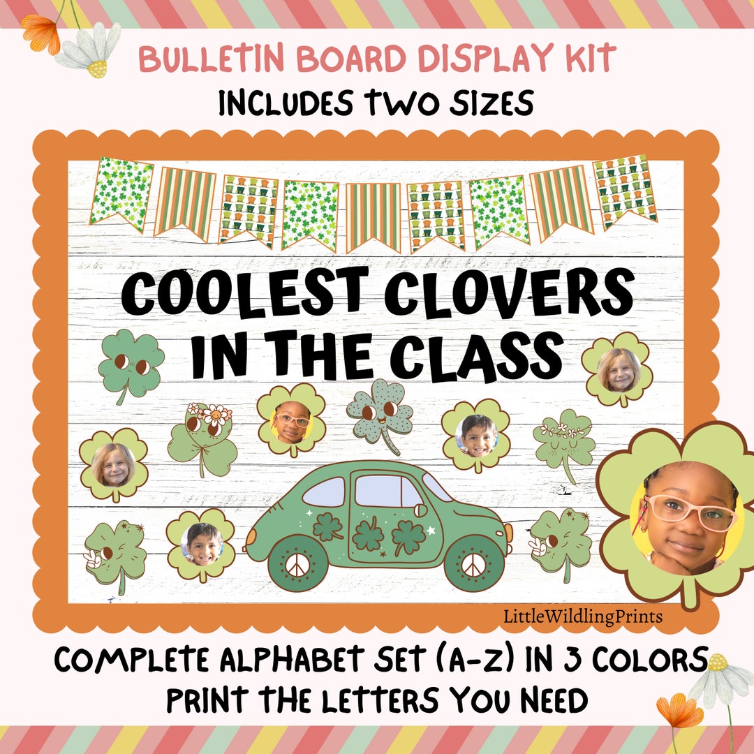 Coolest Clovers Blessed Bulletin Board, Retro Groovy St Patricks Day ...