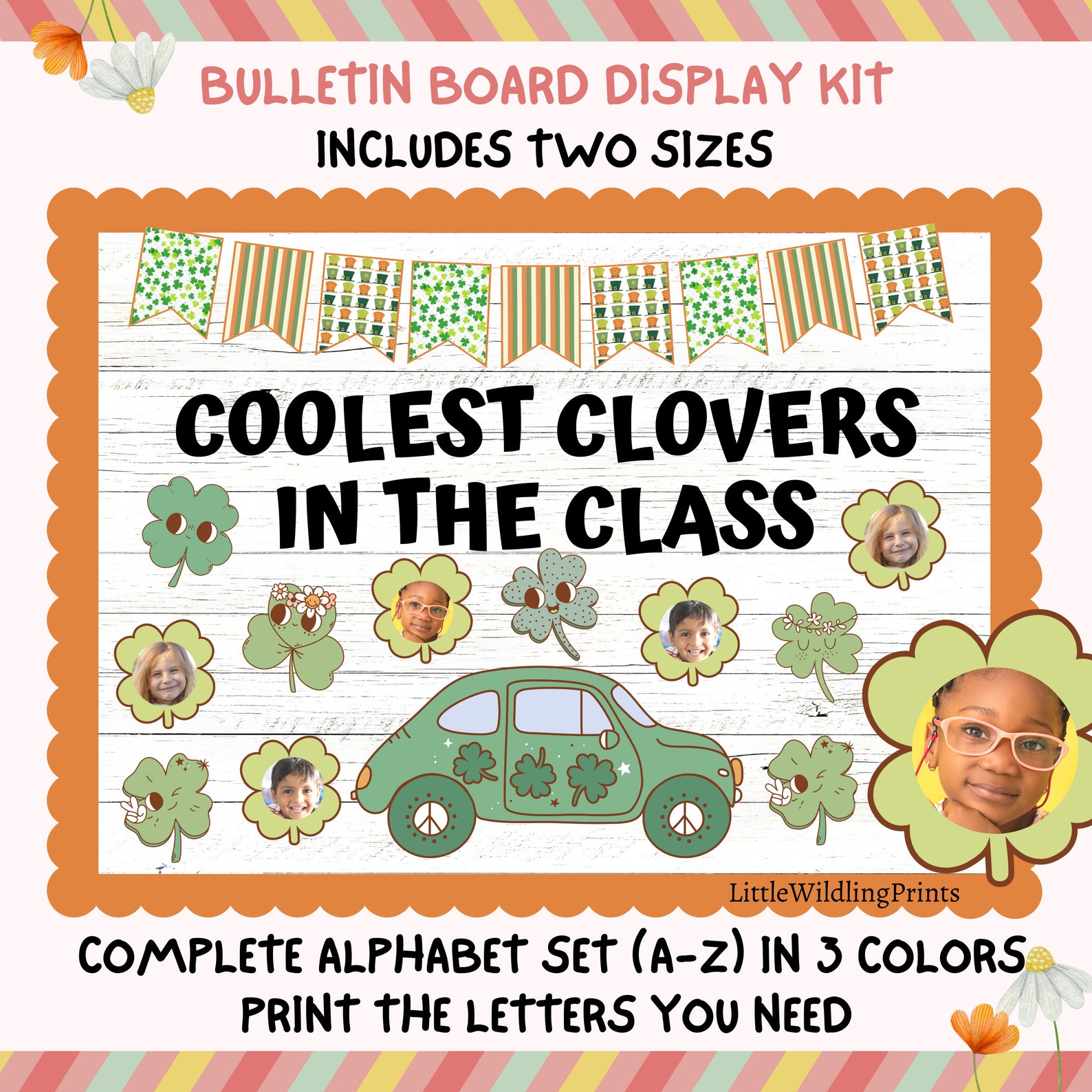 Coolest Clovers Blessed Bulletin Board, Retro Groovy St Patricks Day ...