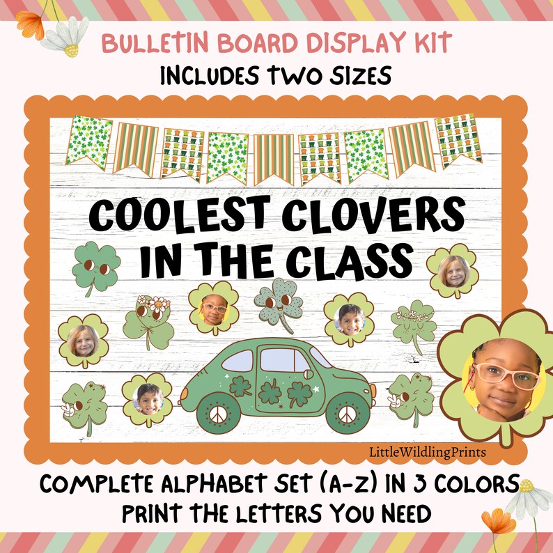 Coolest Clovers Blessed Bulletin Board, Retro Groovy St Patricks Day ...