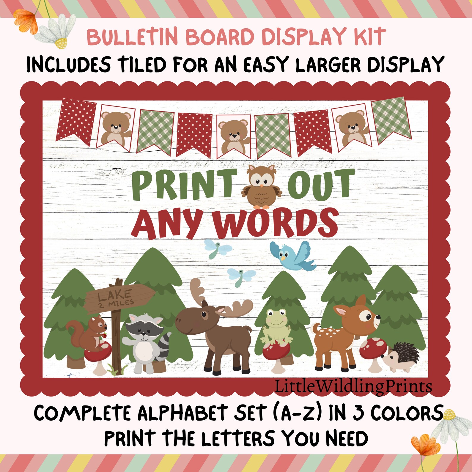 Woodland Animals Library Bulletin Board Kit, Adventure Campers Ranger ...