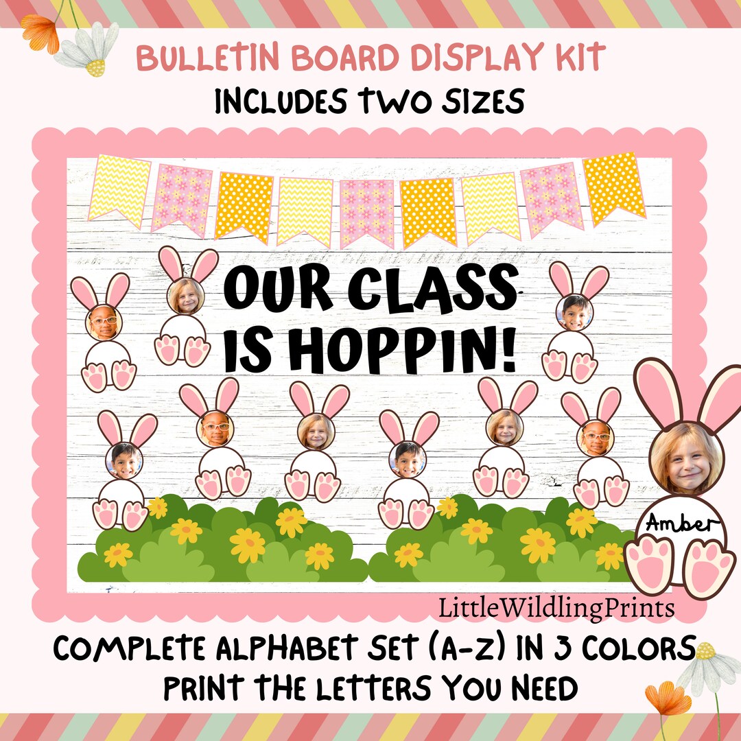 Easter Bulletin Board Kit, Bunny Bulletin, Easter Classroom Door Decor ...