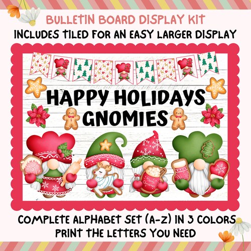 Christmas Gnomes Festive Baking Holidays Bulletin Board - Etsy