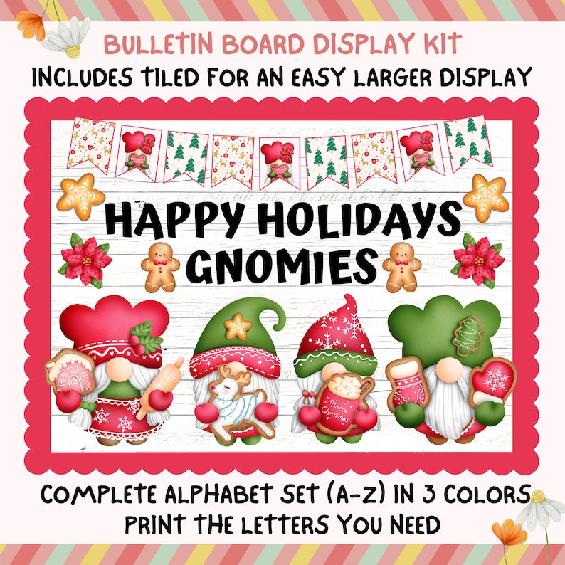 Christmas Gnomes Festive Baking Holidays Bulletin Board - Etsy