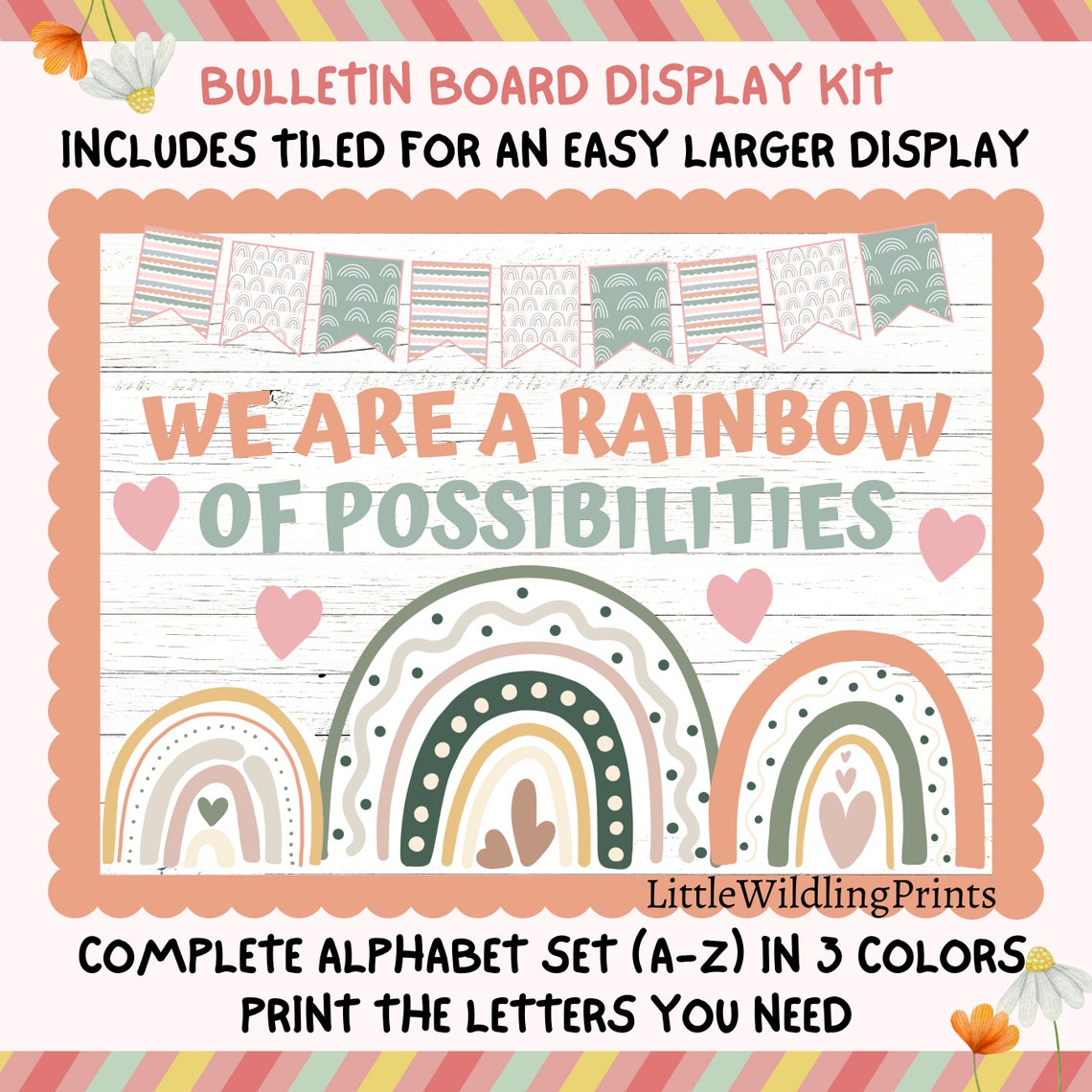 Boho Themed Bulletin Board Rainbow of Possibilities - Etsy