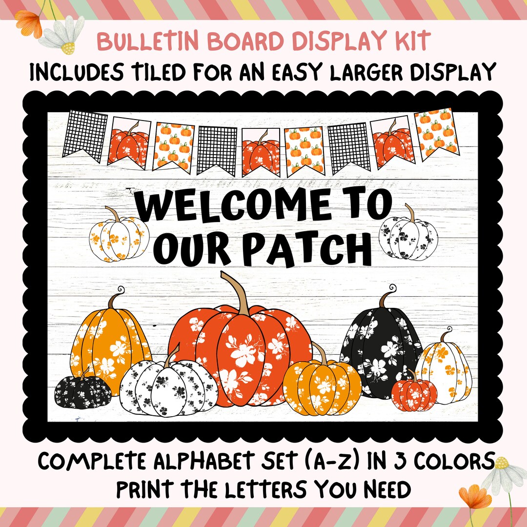 Black and White Pumpkins Bulletin Board Kit, Fall Halloween Classroom ...