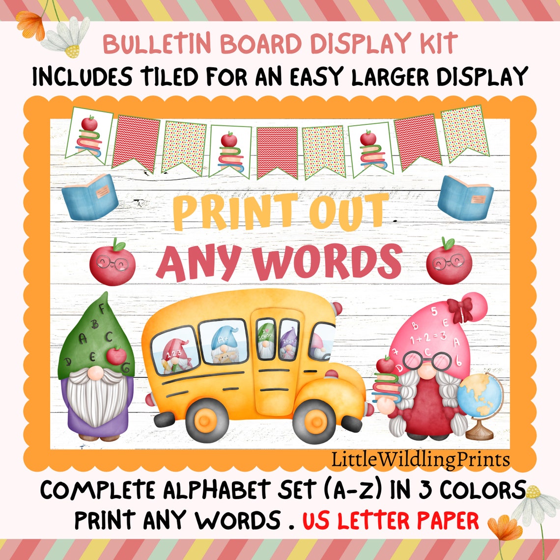 School Bus Gnomes Bulletin Board Welcome Back to School Gnomies Display ...