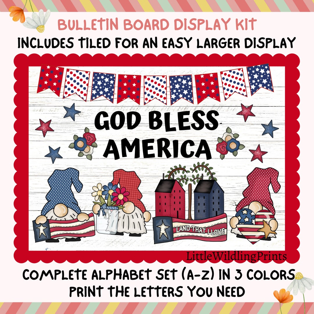 July 4th Gnomes Independence Day Bulletin Board God Bless America ...