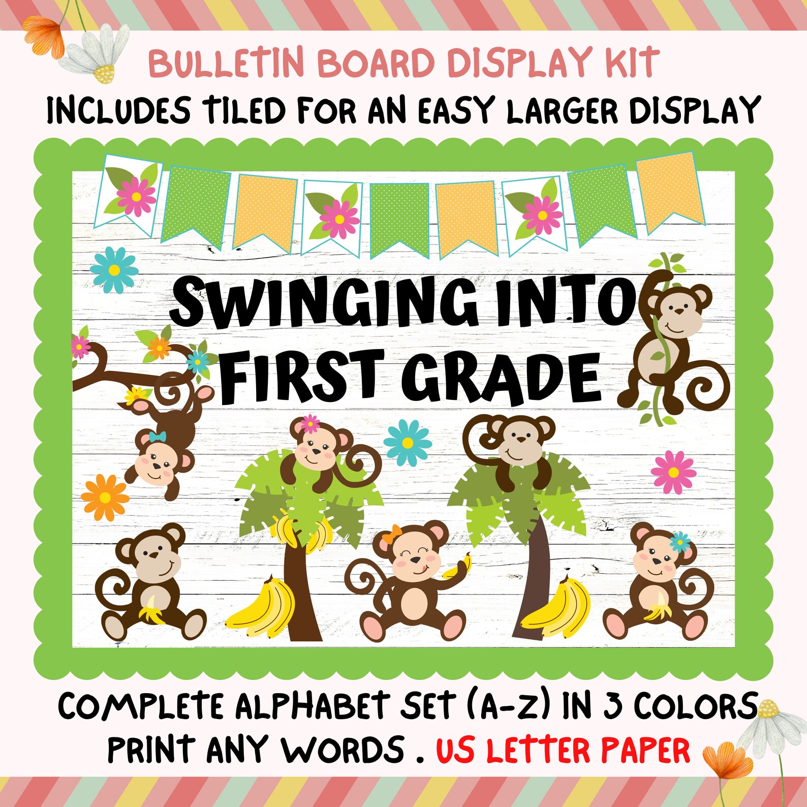 Monkey Back to School Bulletin Board New Grade Welcome Display - Etsy ...
