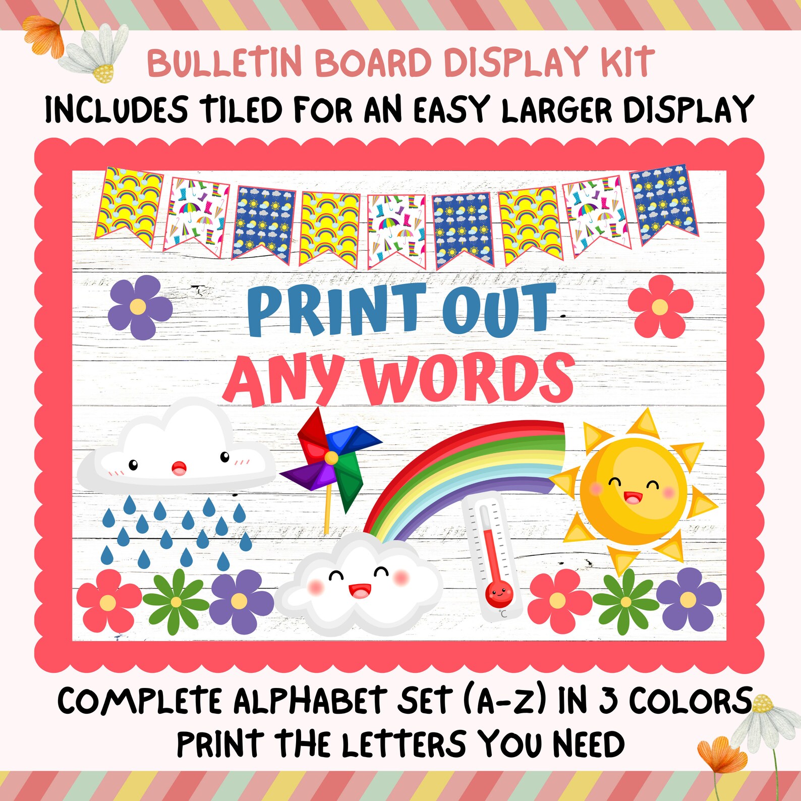 Weather Bulletin Board Kit Rain Sun Sunshine Grow Together - Etsy