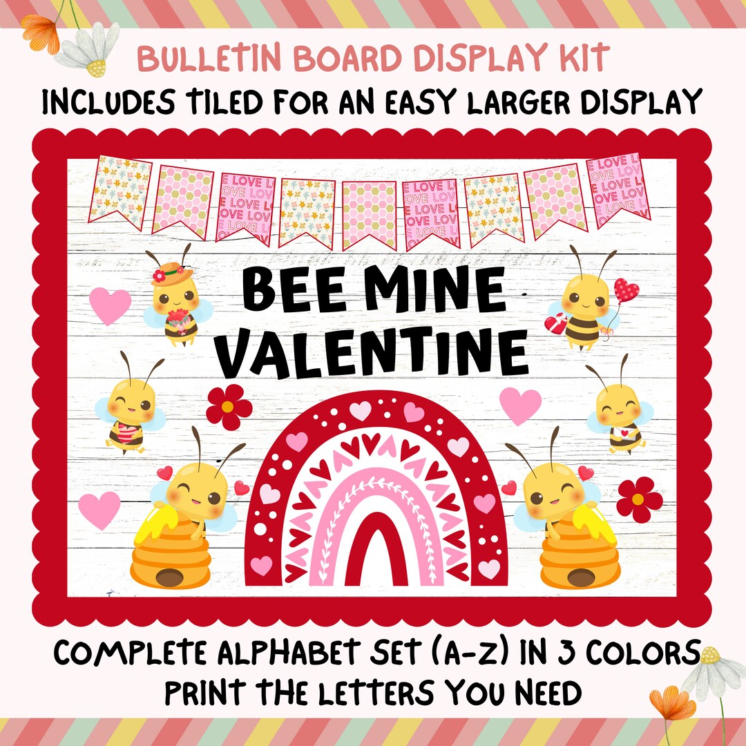Valentines, Bee Mine, Bees, February, Valentines Day Bulletin Board Kit ...
