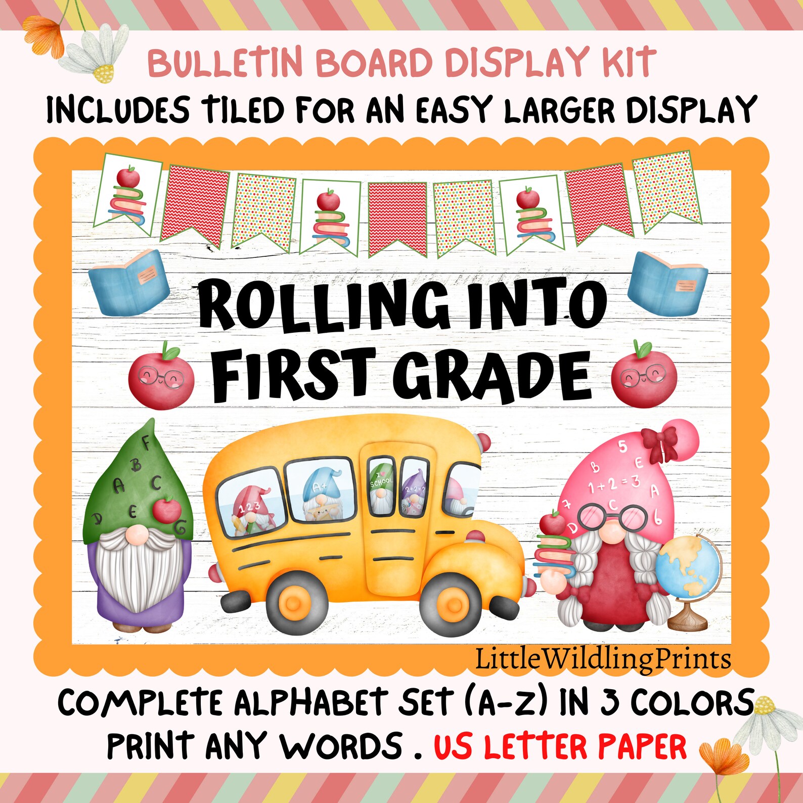 School Bus Gnomes Bulletin Board Welcome Back to School Gnomies Display ...