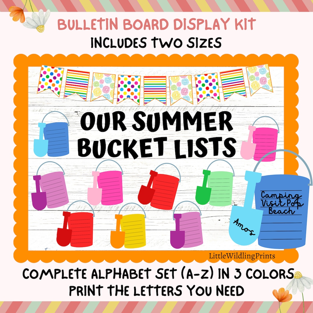 Summer Bulletin Board Kit, Bucket List Bulletin, End of Year Bulletin ...