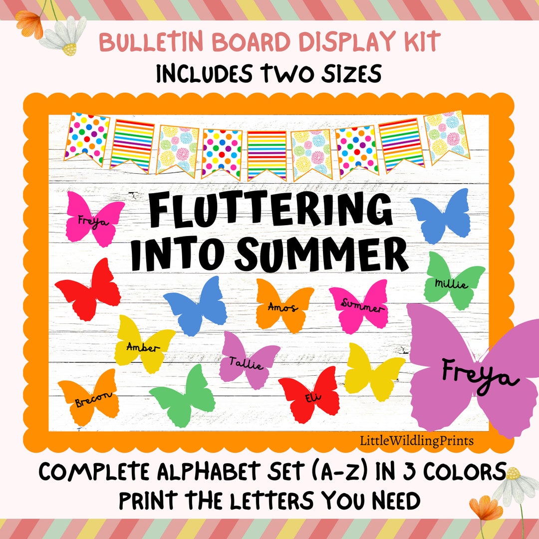 Summer Butterflies Bulletin Board Kit, End of Year Bulletin Butterfly ...