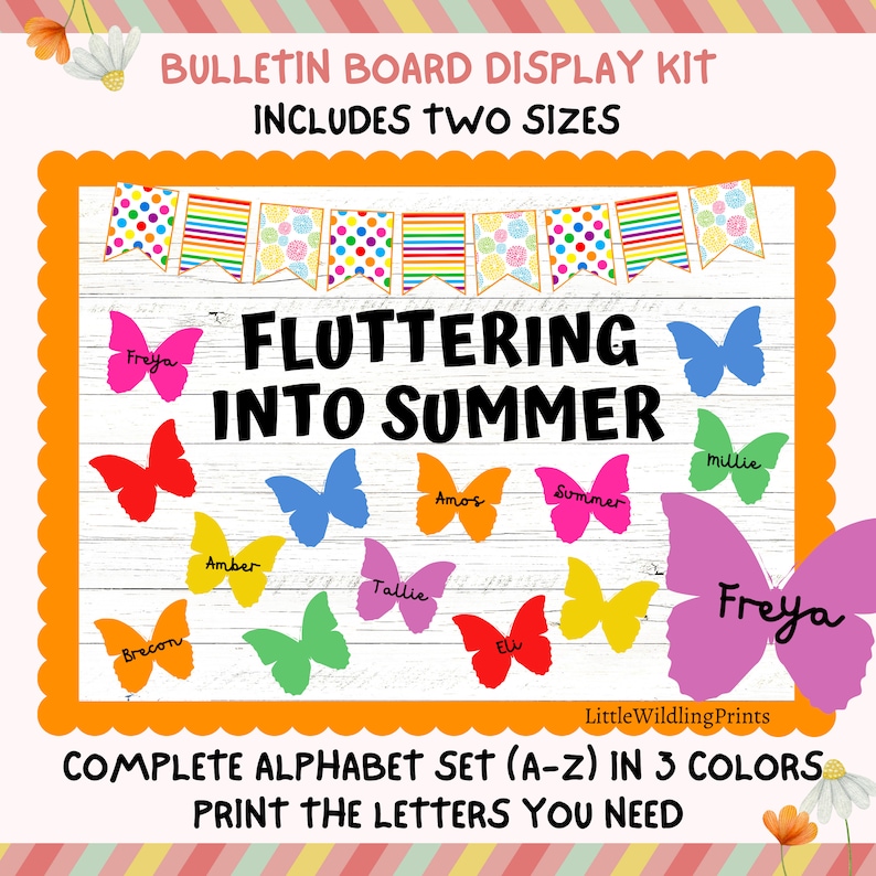 Summer Butterflies Bulletin Board Kit End of Year Bulletin - Etsy