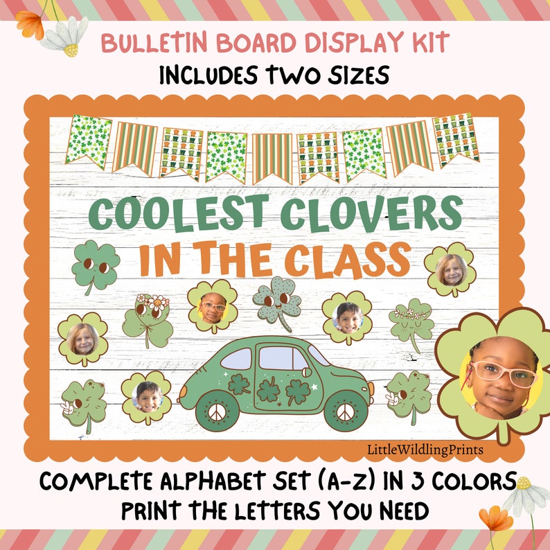 Coolest Clovers Blessed Bulletin Board, Retro Groovy St Patricks Day ...