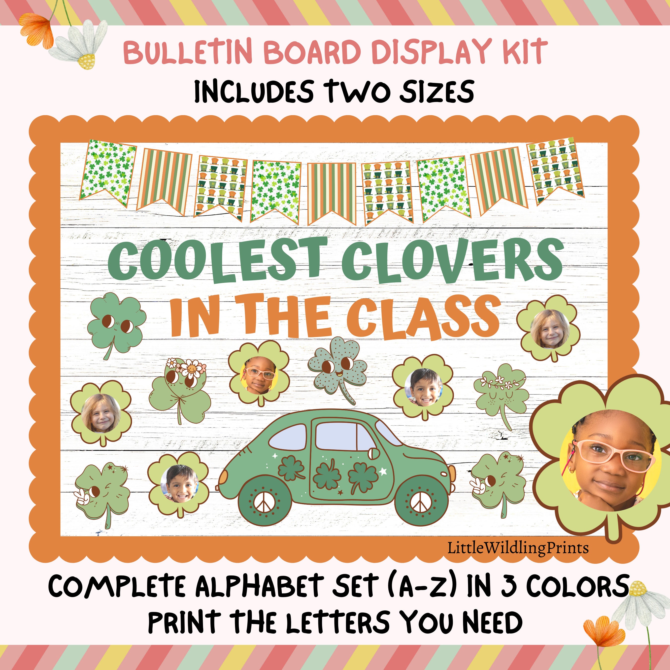 Coolest Clovers Blessed Bulletin Board, Retro Groovy St Patricks Day ...