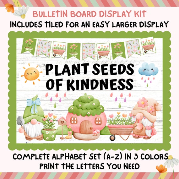 Plant Kindness Gnomes Bulletin Board Display Kit Custom Any - Etsy