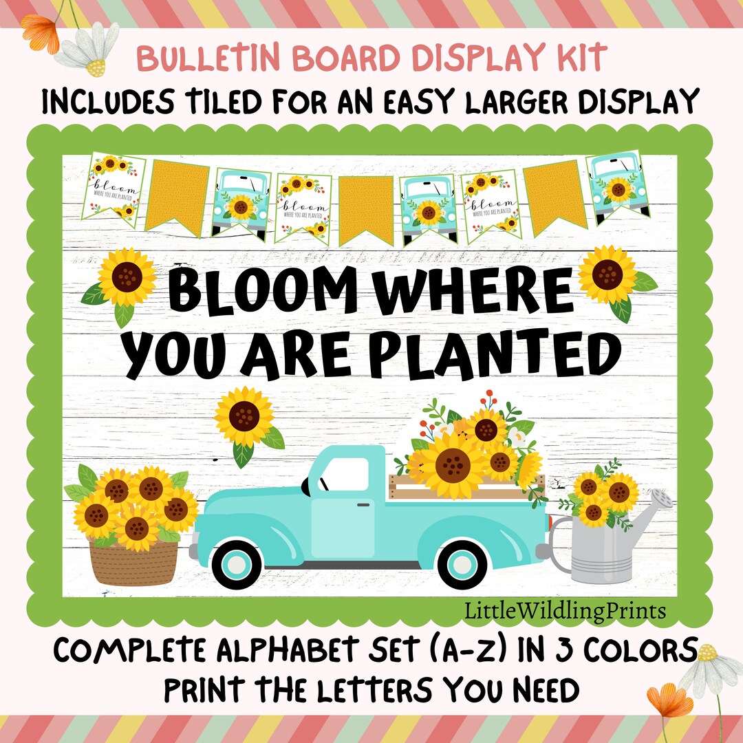 Summer Truck Bulletin Board Kit - Sunflowers Pickup Bloom Theme ...