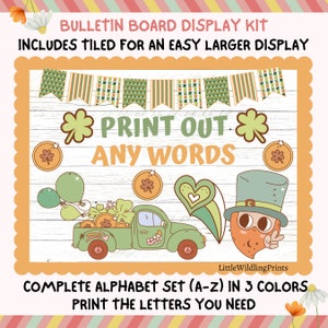 Retro Groovy St Patricks Day Truck Bulletin Board Kit, Boho Lucky ...