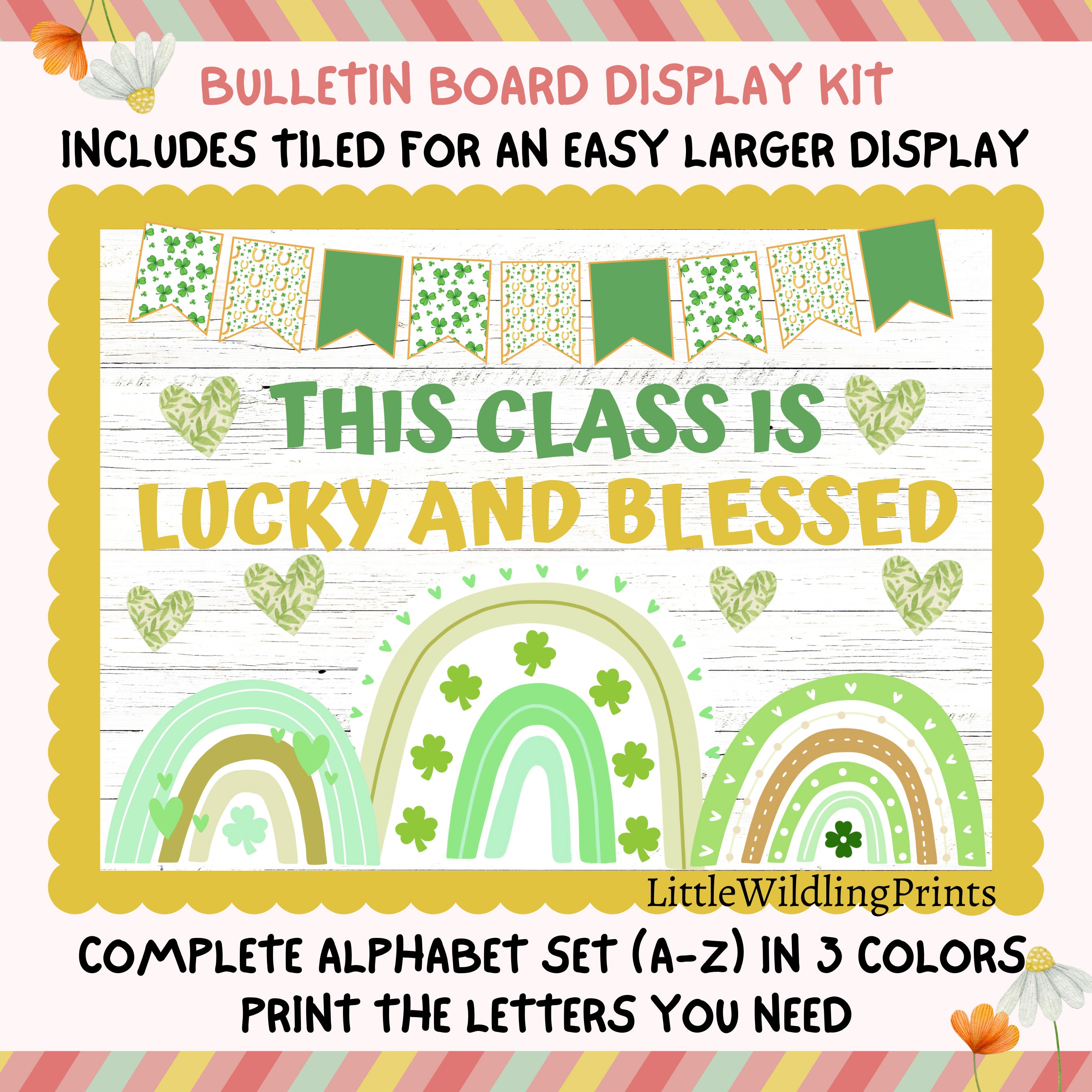 St Patricks Day Boho Rainbows Class Lucky Blessed Bulletin - Etsy