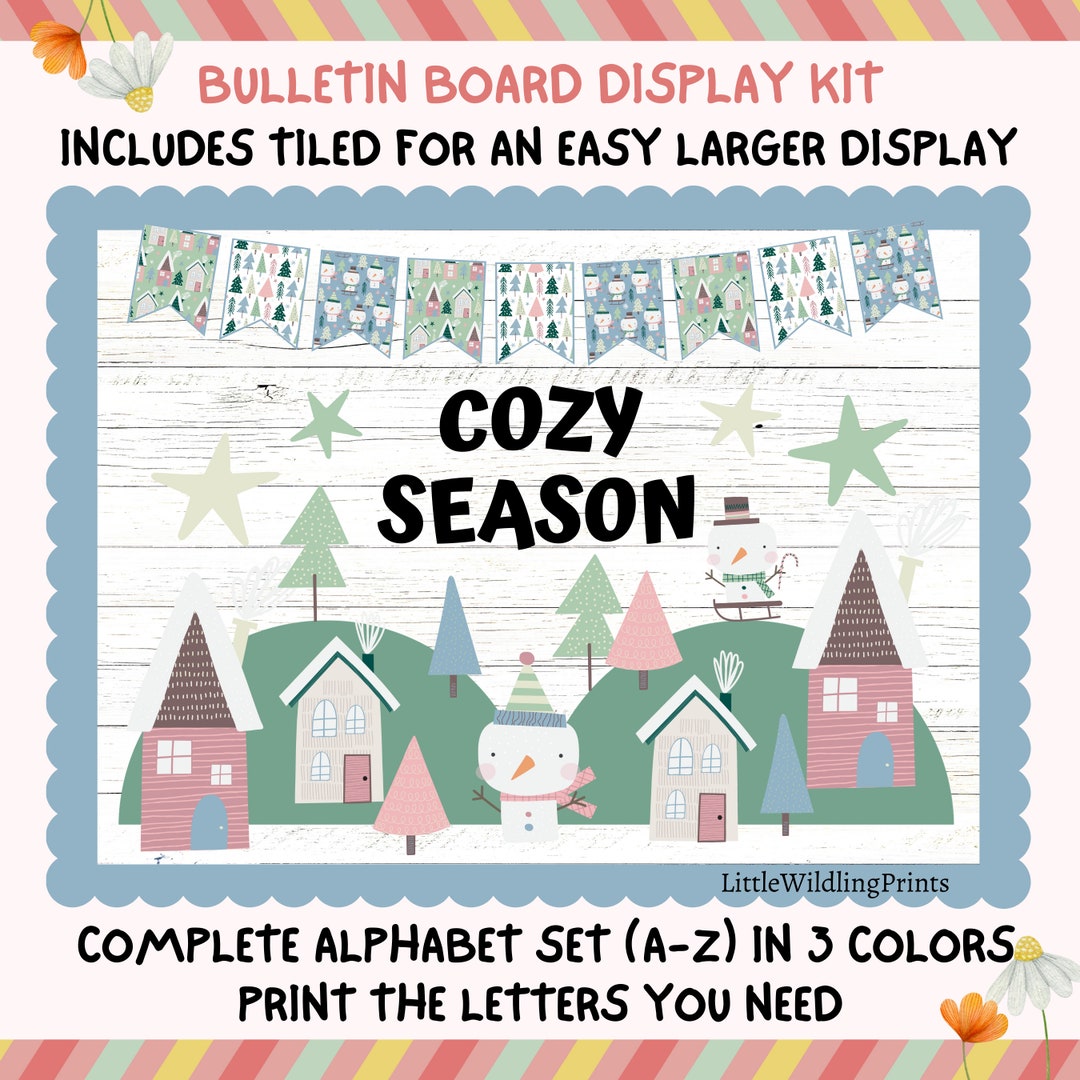 Cozy Winter Bulletin Board Kit, Cozy Season Bulletin Kit, Modern ...