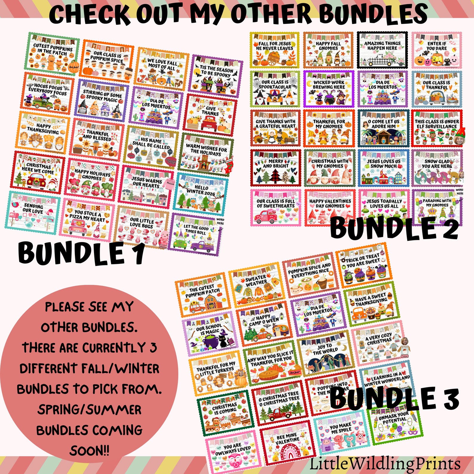 Fall Winter Bulletin Board Bundle, Bundle 1, Classroom Decor, Halloween ...