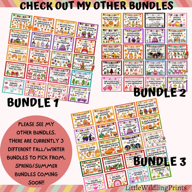 Fall Winter Bulletin Board Bundle, Bundle 1, Classroom Decor, Halloween ...