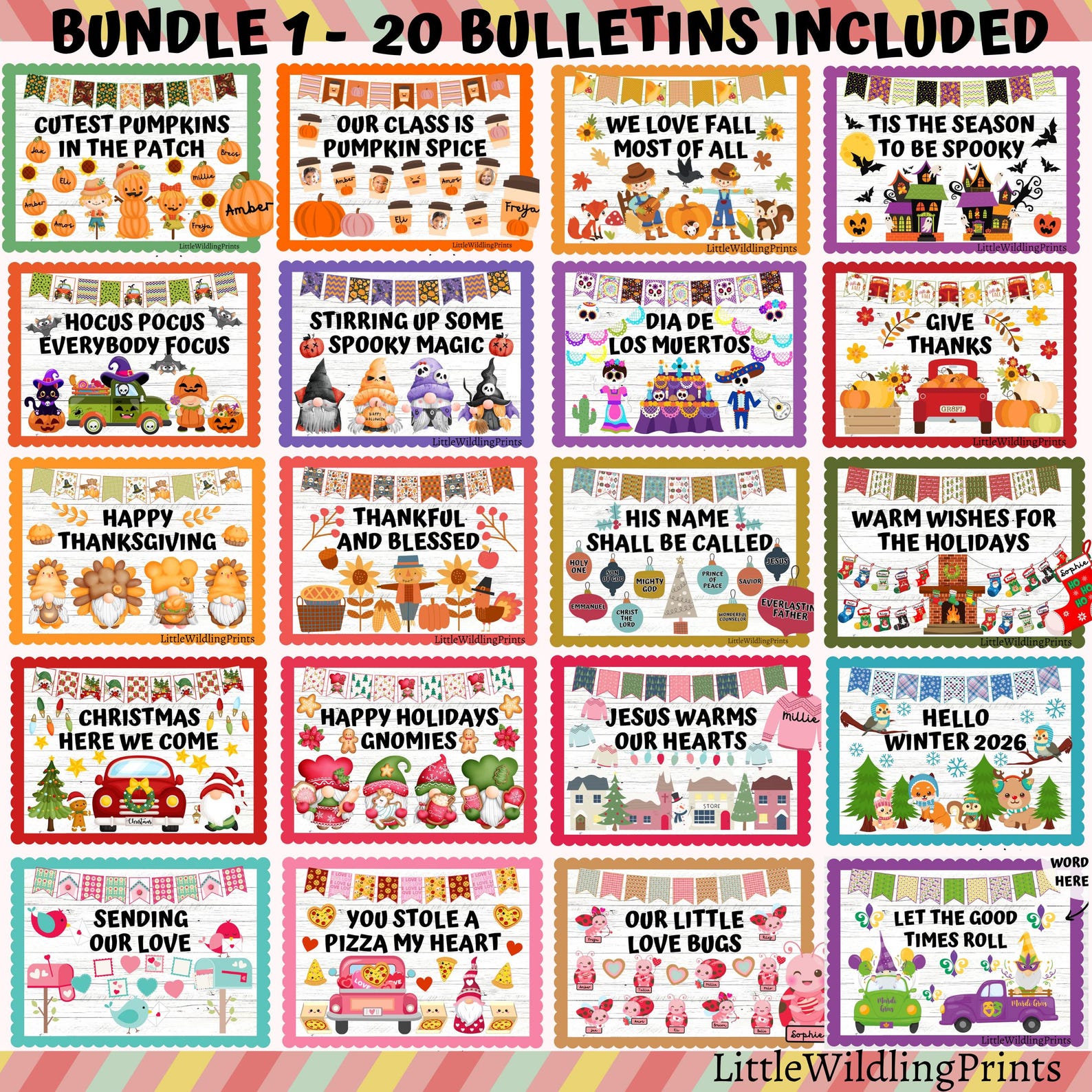 Fall Winter Bulletin Board Bundle, Bundle 1, Classroom Decor, Halloween ...