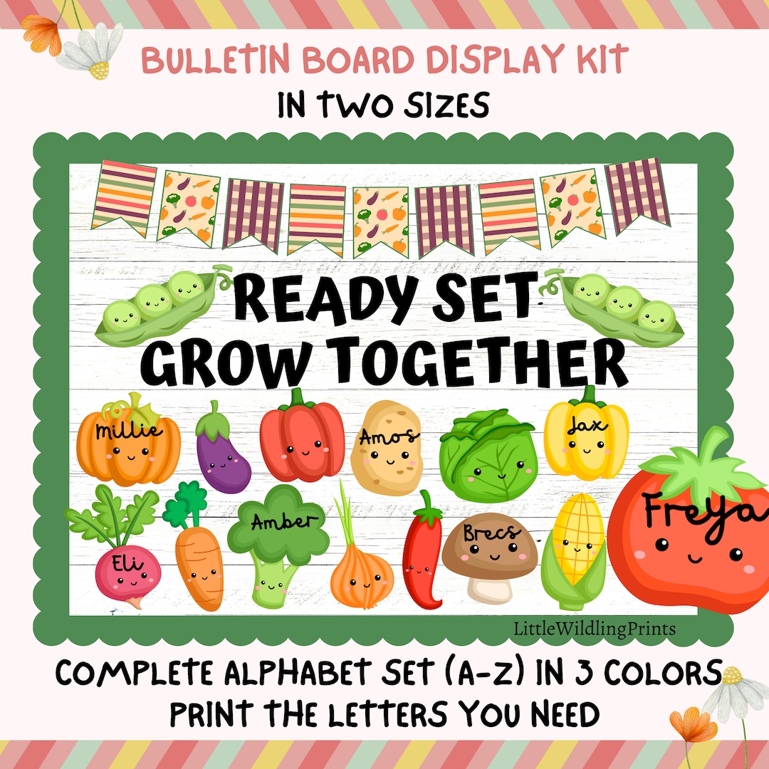 Grow Back to School Bulletin Board Kit, Vegetable Patch Grow Together ...