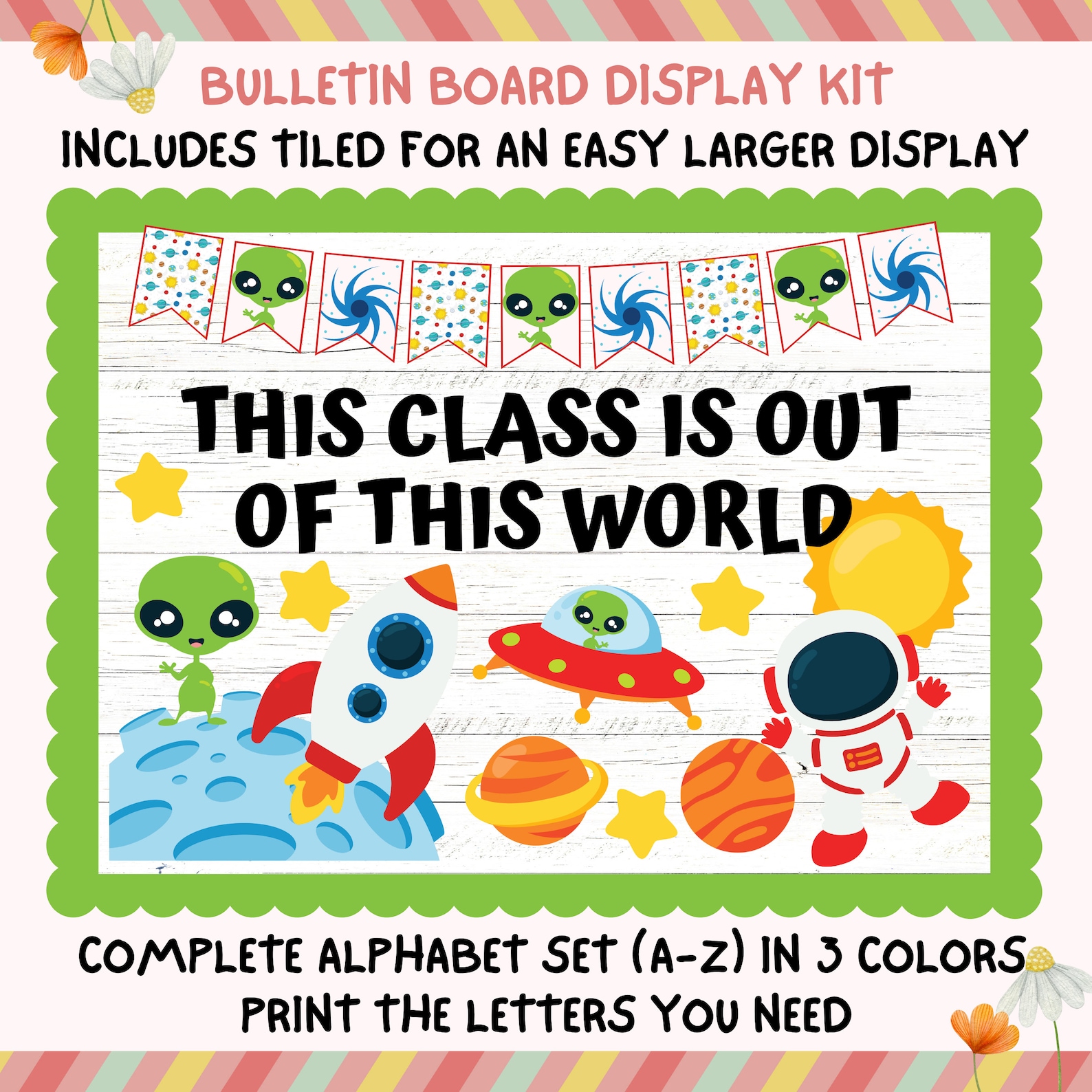 Out of This World Bulletin Board Kit Space Galaxy Alien - Etsy