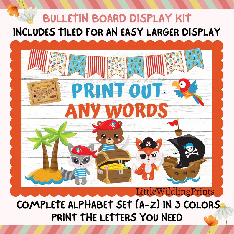 Pirate Bulletin Board Kit, Back to School Sea Boat Treasure Shipwreck ...