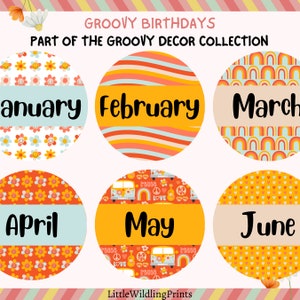 Groovy Classroom Birthdays, EDITABLE, Rainbow Boho Retro 70s Theme ...