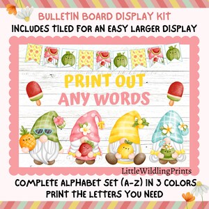 Sweet Fruit Summer Gnomes Bulletin Board Display Kit Custom Any Words ...