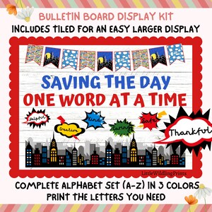 Superhero Bulletin Board Kit, Positive Words Kindness Reading Bulletin ...