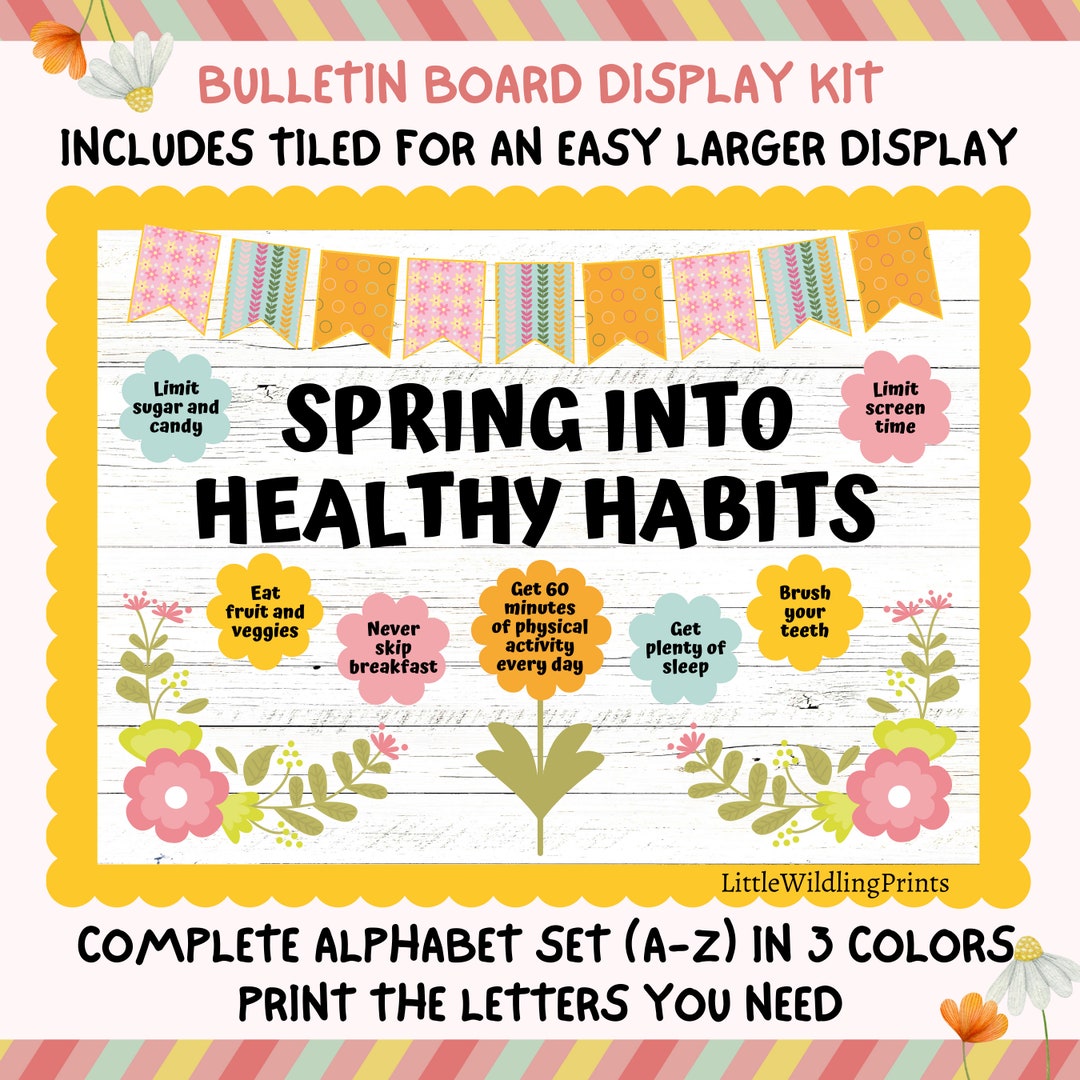 Healthy Habits Bulletin Board, Spring Bulletin, Health School Nurse ...