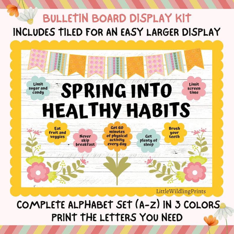 Healthy Habits Bulletin Board, Spring Bulletin, Health School Nurse ...