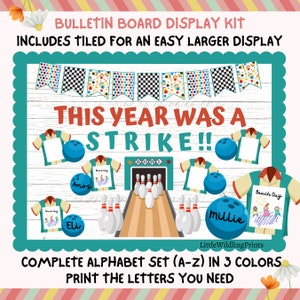 End of Year Memories Bulletin Board, Bowling Strike Bulletin, Summer ...
