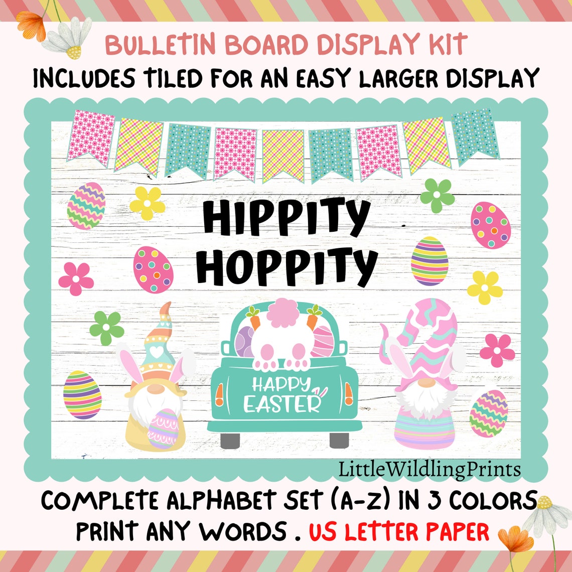 Happy Easter Truck Gnomes Bulletin Board Display Kit Custom - Etsy