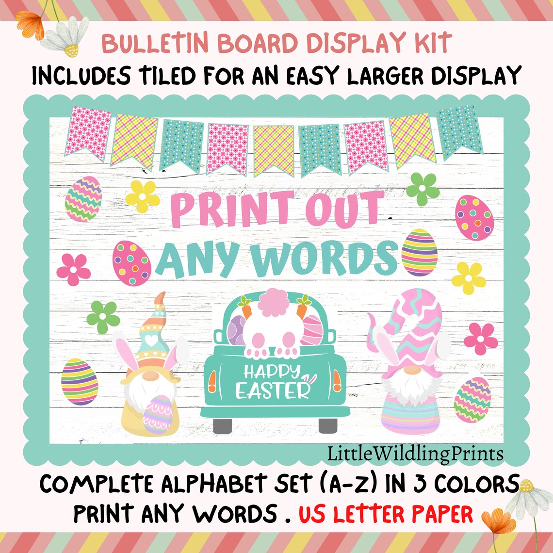 Happy Easter Truck Gnomes Bulletin Board Display Kit Custom - Etsy