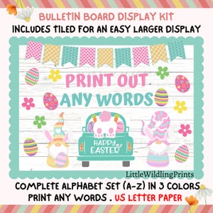 Happy Easter Truck Gnomes Bulletin Board Display Kit Custom Any Words ...