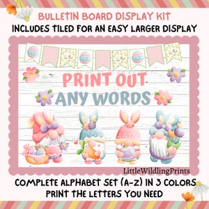 Happy Easter Gnomies Bulletin Board Display Kit Custom Any Words ...