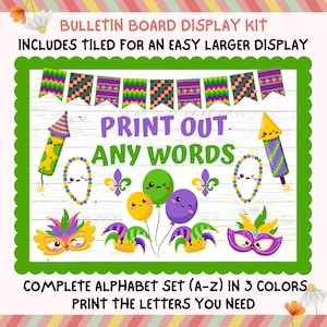 Mardi Gras Bulletin Board Kit, Unmask Your Potential, February - Etsy