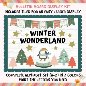 Winter Bulletin Board Kit, Wonderland Snow Globe New Year Penquin - Etsy