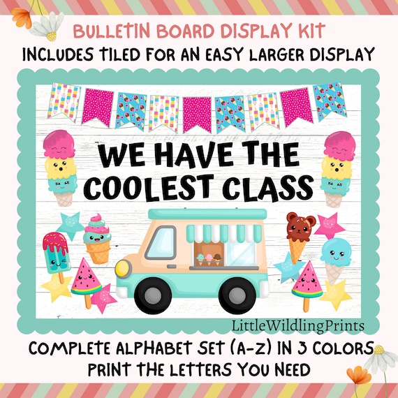 Ice Cream Truck Summer Bulletin Board Kit Cool Class Cone - Etsy