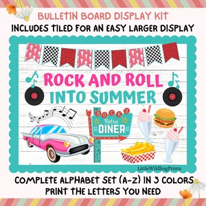 50's Diner Retro Bulletin Board Kit, 50's Rock N Roll Class Decor ...