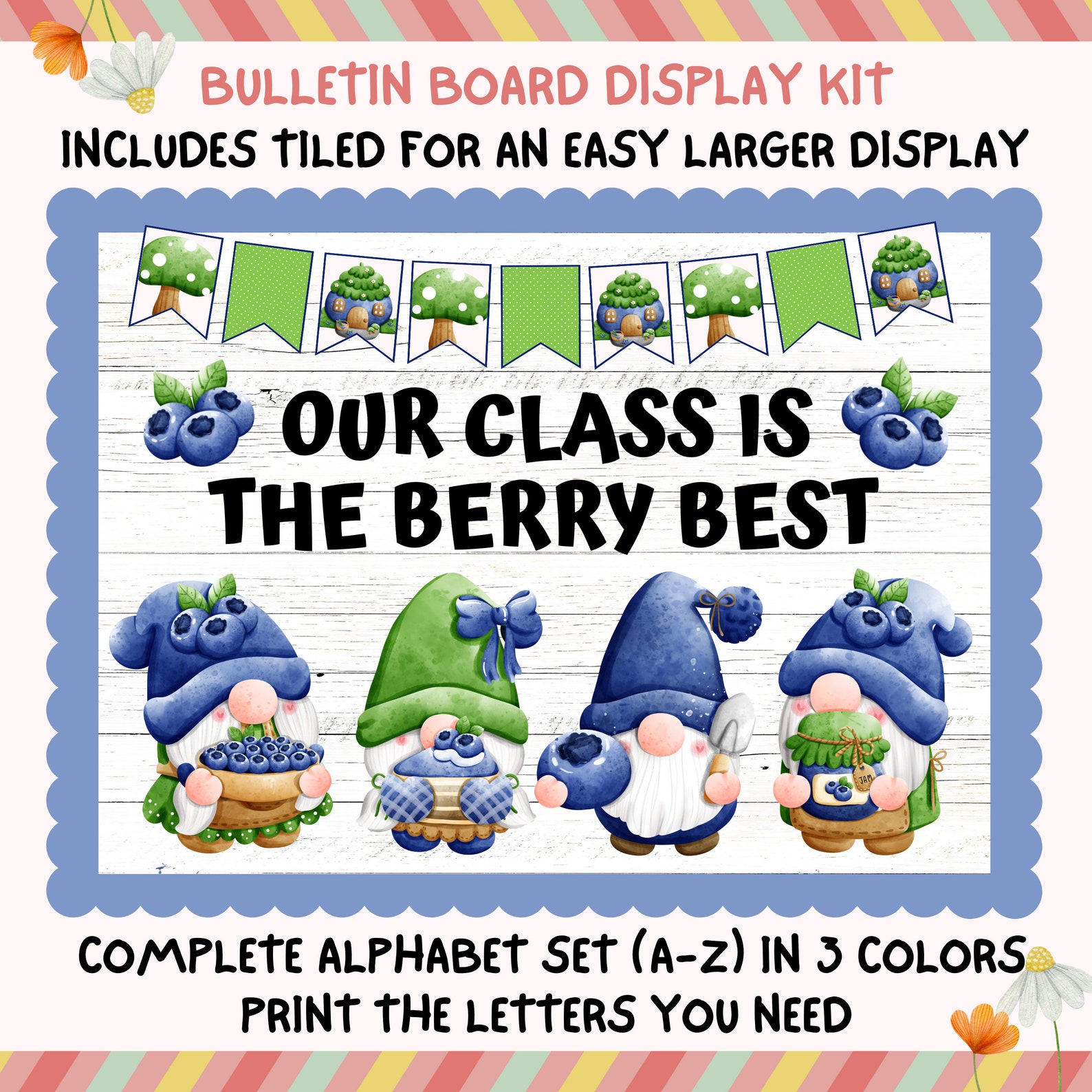 Blueberry Gnomes Bulletin Board Kit, Positive Back to School Berries ...